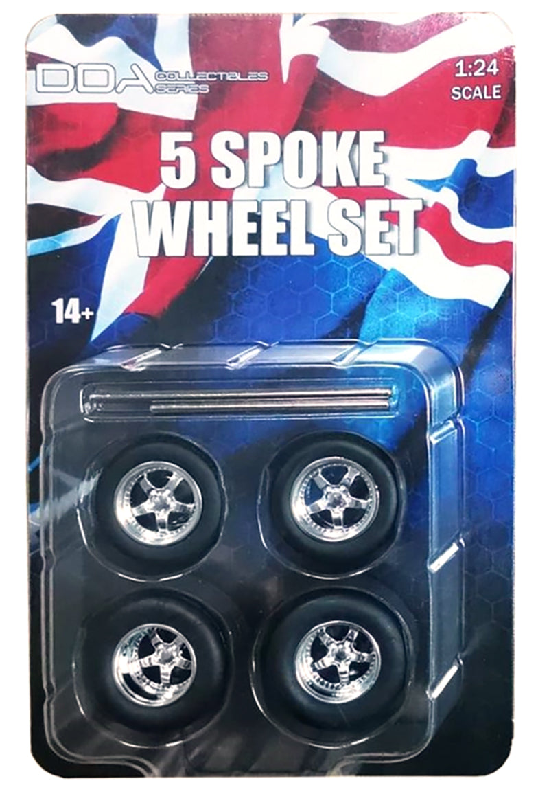 Custom 5 Spoke Chrome Wheel and Tyre Set 1/24 - DDA Model Kit - Slamme ...