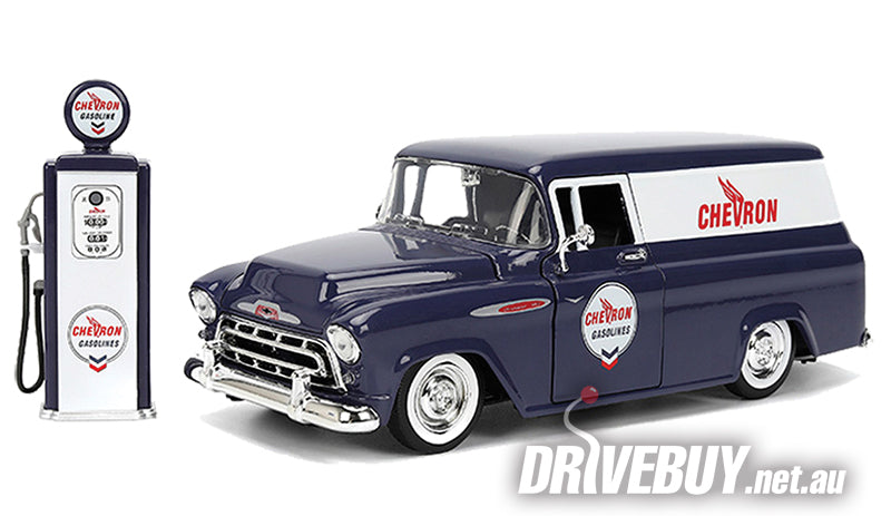 Jada Just Trucks Chevron 1957 Chevy Suburban + Gas Pump 1/24| DriveBuy