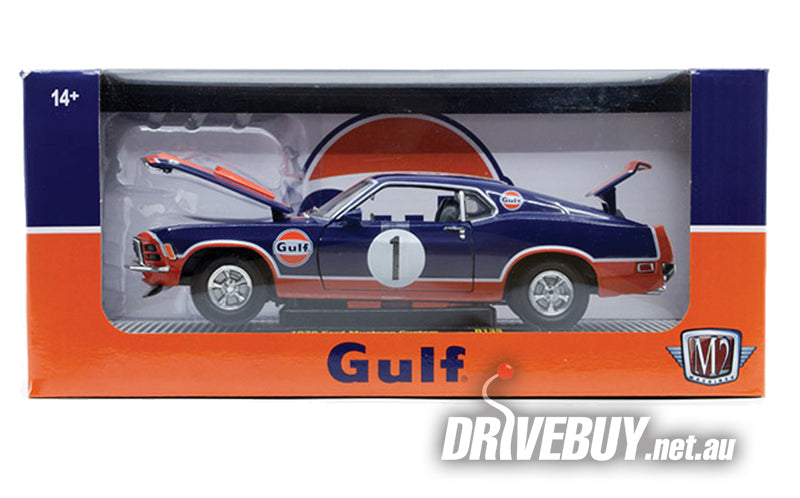1970 Ford Mustang Custom 1/24 - M2 Diecast - Blue Orange Gulf Livery ...