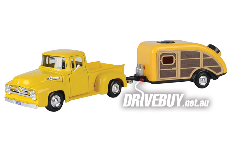 MotorMax 1956 Ford F100 & Camper Trailer 1/24| DriveBuy
