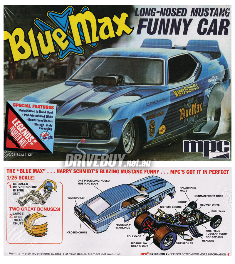 MPC Blue Max Long Nose Ford Mustang Funny Car Model Kit 1/25| DriveBuy