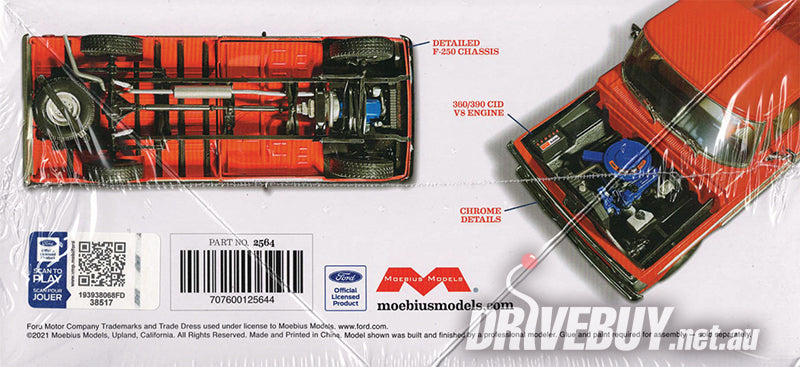 Moebius 1968 Ford F250 Custom Cab Pickup Model Kit 1/25| DriveBuy